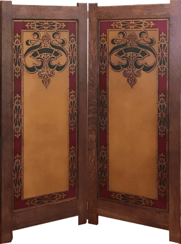New Arts & Crafts Folding Screen with Antique Wallpaper Panels - Hand ...